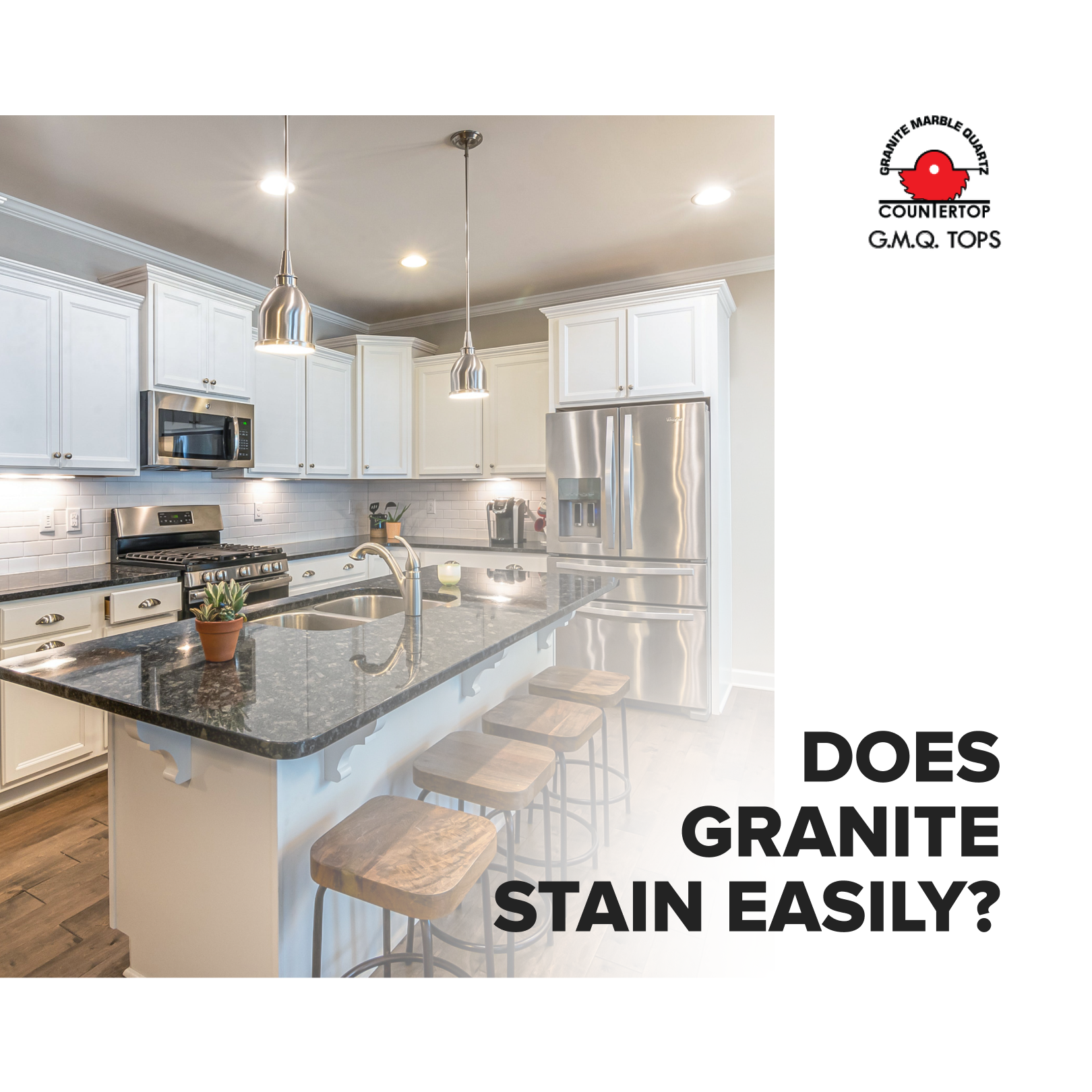 Granite Countertops GMQ Tops - Does granite stain easily?