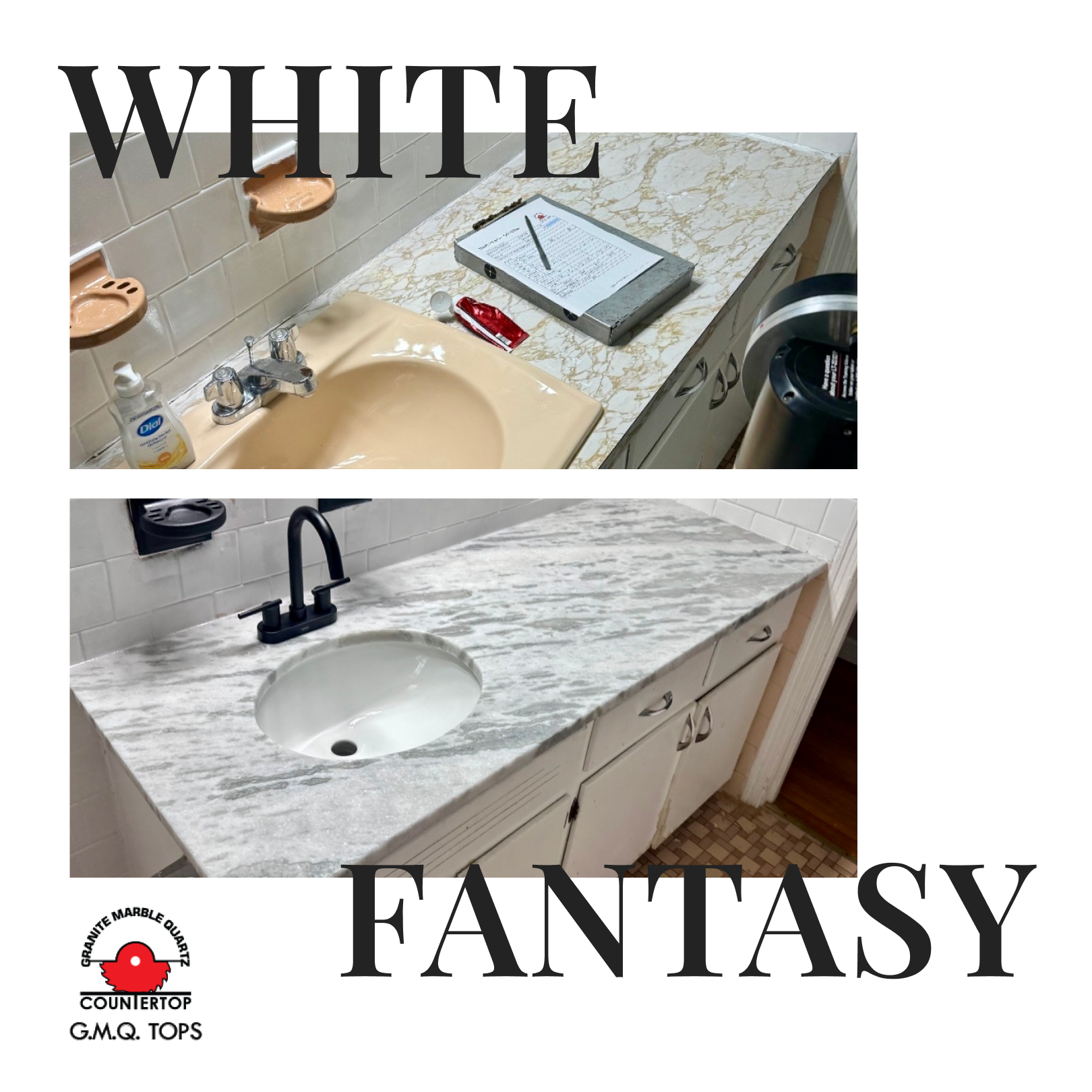 Granite Countertops GMQ Tops - White Fantasy Marble